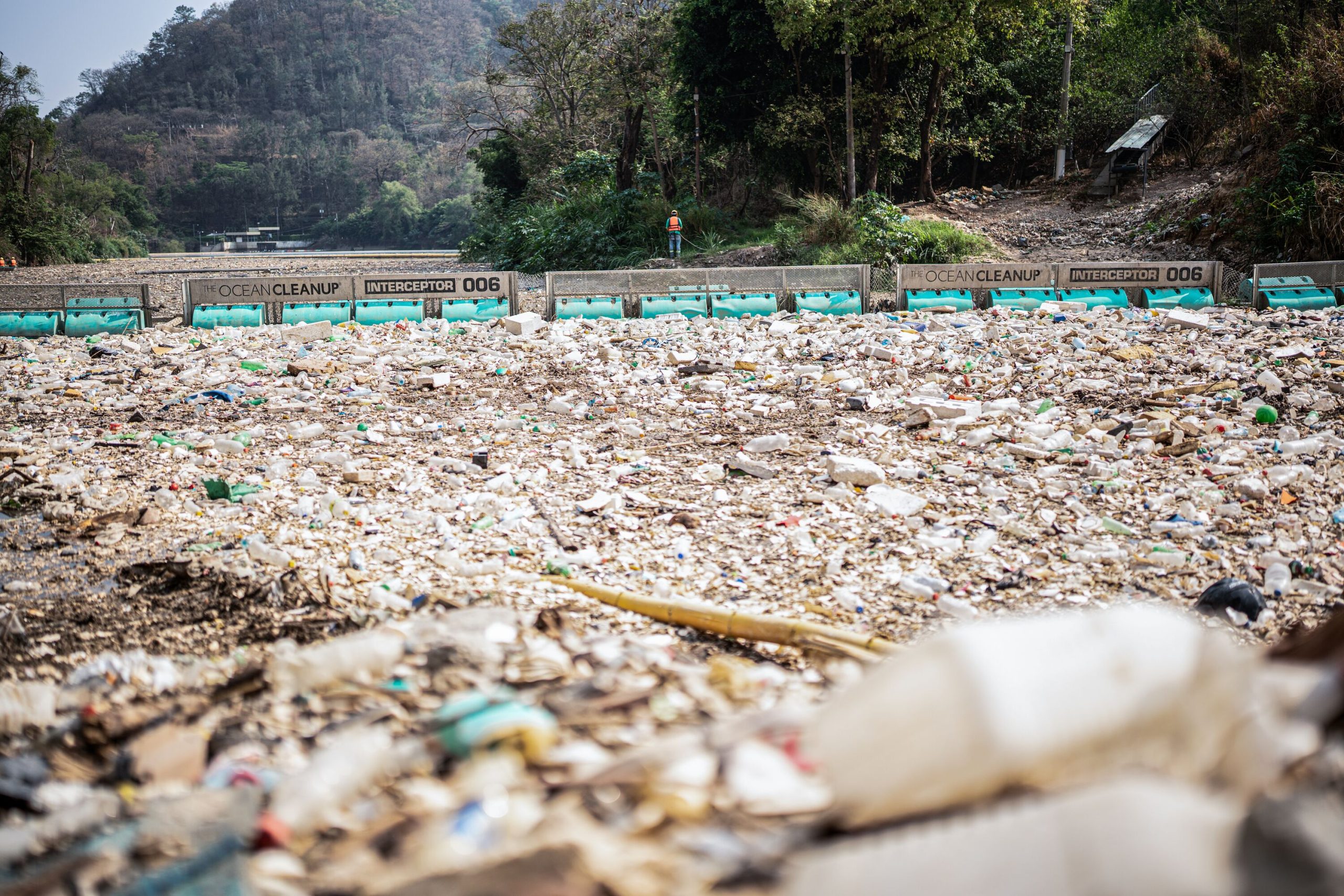 Interceptor Barricade in Guatemala | Media Gallery | The Ocean Cleanup